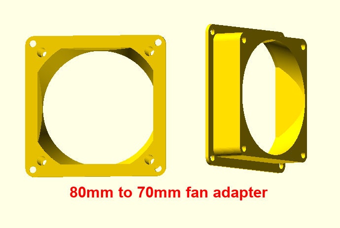 80mm to 70mm CENTERED OFFSET Fan Adapter Converter Change PC Case Mod ...