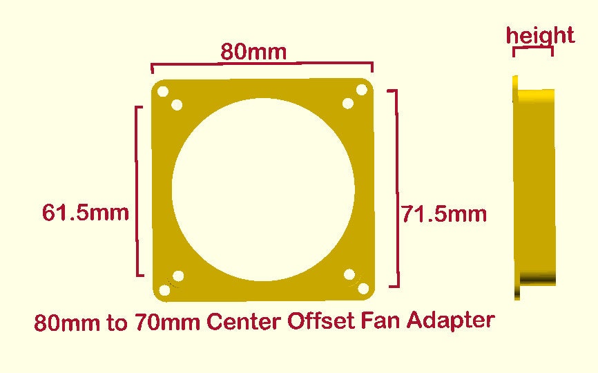 80mm to 70mm CENTERED OFFSET Fan Adapter Converter Change PC Case Mod ...