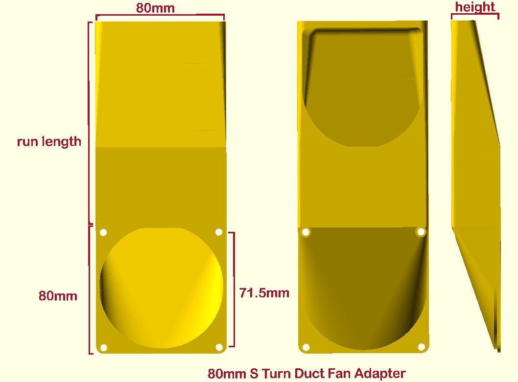 80mm S TURN DUCT 80mm Computer Fan Redirect Airflow Cooler - Etsy