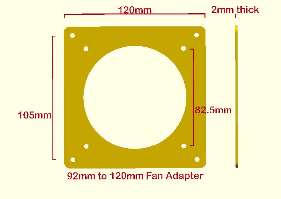 92mm to 120mm Fan Adapter Converter Change Mounting PC Modding Flat ...
