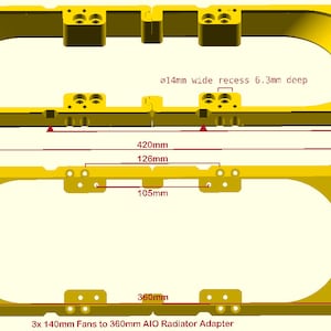 360mm Radiator +3x 140mm Fans to 3x 140mm Fan Slots Mounting Bracket ...