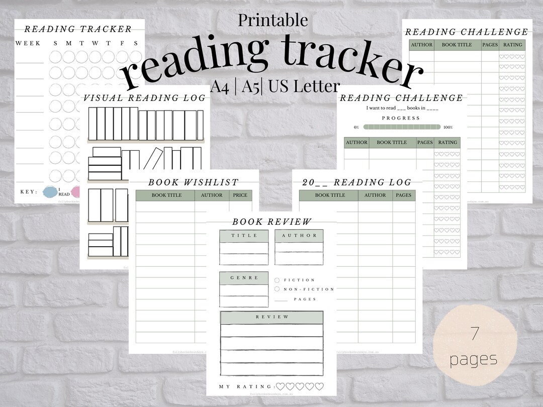 Reading Tracker - Book Log - Printable Book Log - Virtual Bookshelf ...