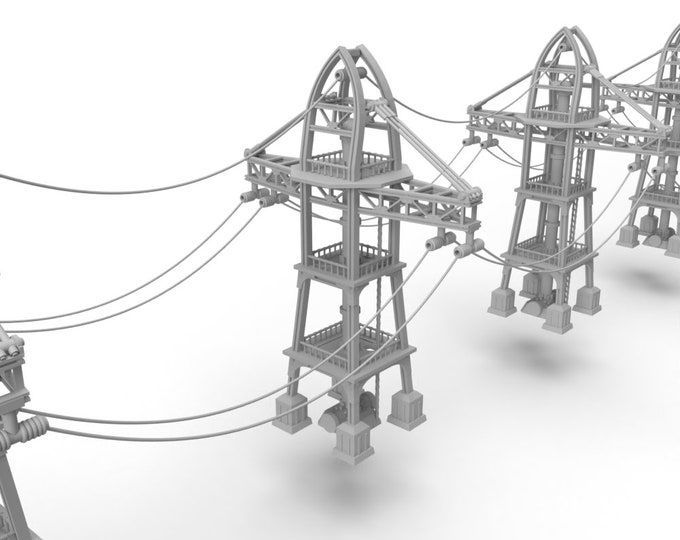 Grimdark Terrain - Large Electrical Pylons Sci-fi 8mm Scale Model ...