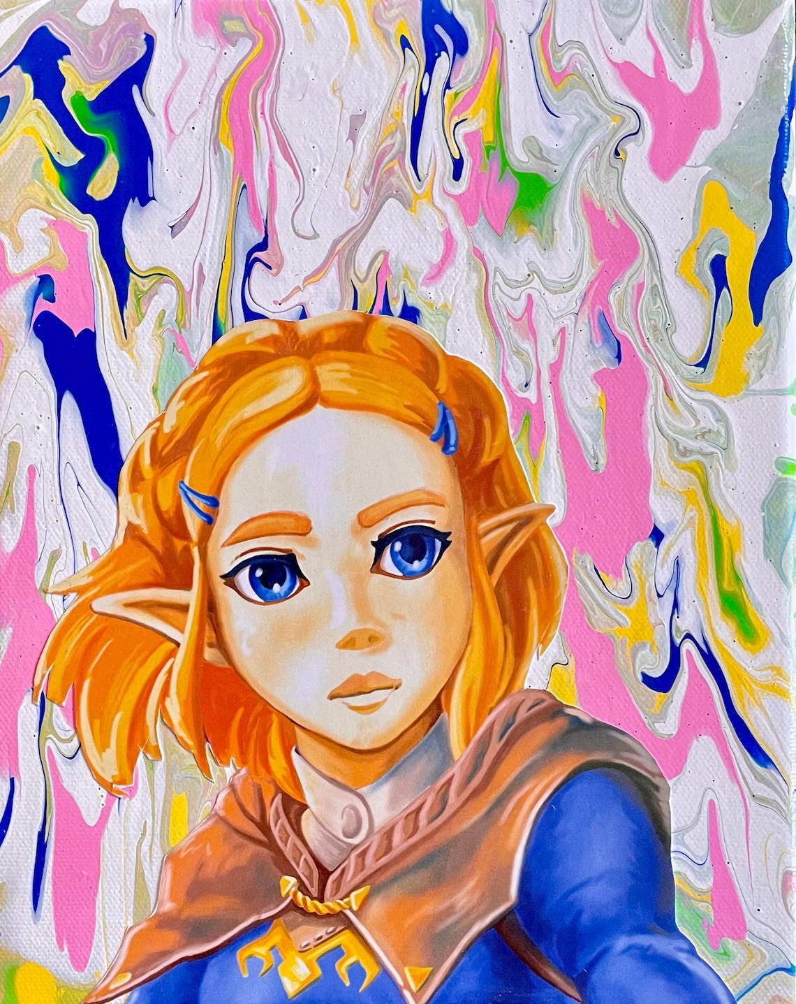 Legends of Zelda Original Digital Zelda Art With Paint Poured Design ...