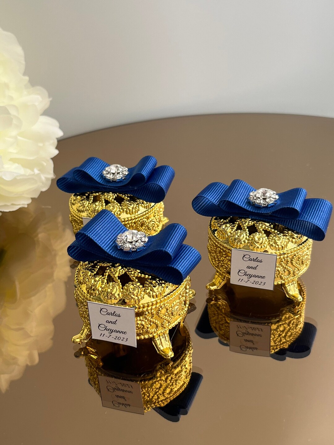 Gold Mini Trinket PLASTIC Box Favor, Royal Blue Empty Candy Box, Bulk ...
