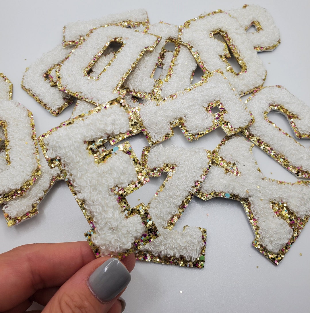 Varsity Glitter 2" Letter Chenille Initial Patch 2 Inches Self Adhesive ...