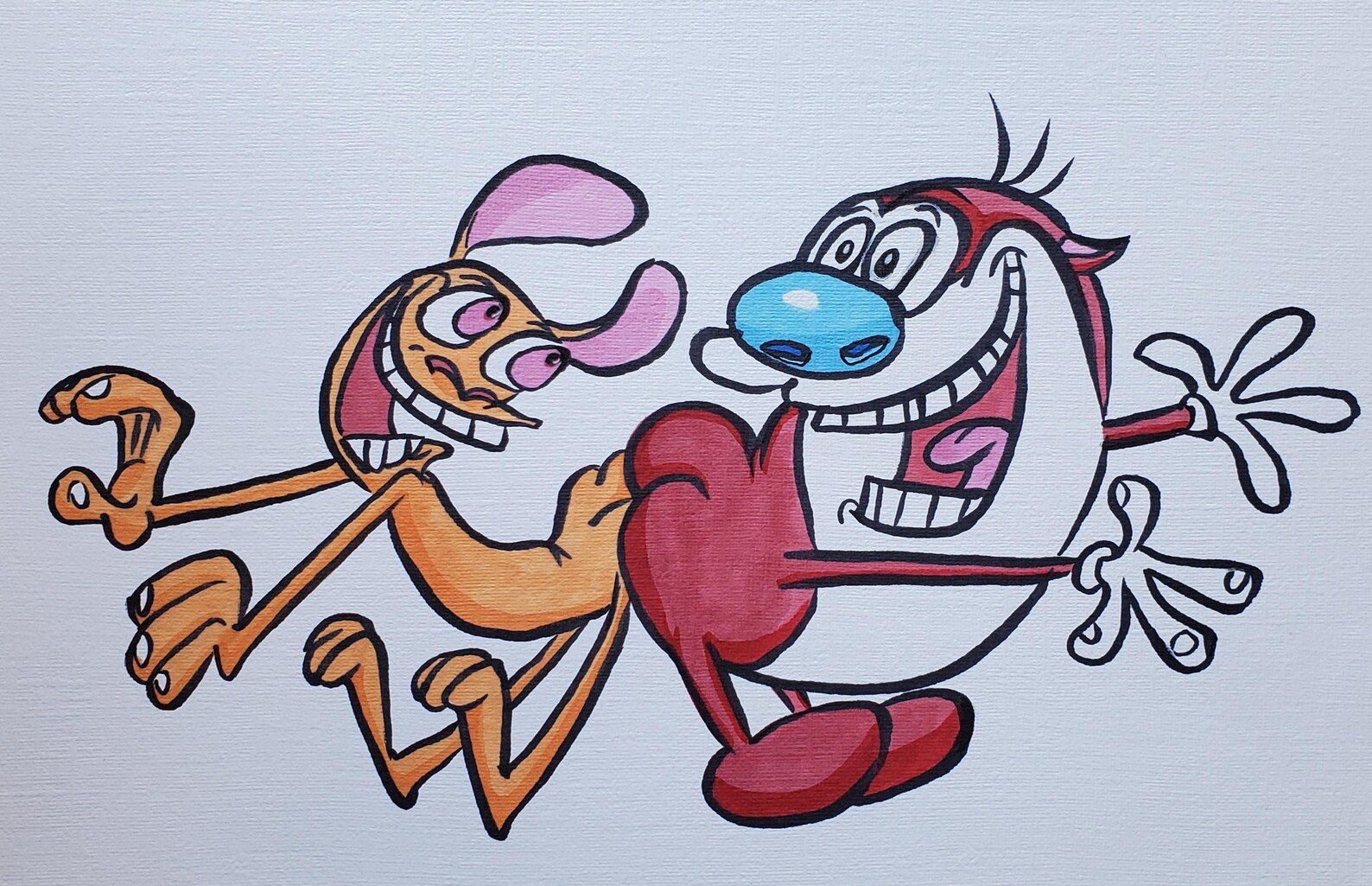 Ren and Stimpy Illustration, 90's Cartoon Fan Art, Watercolor Marker ...