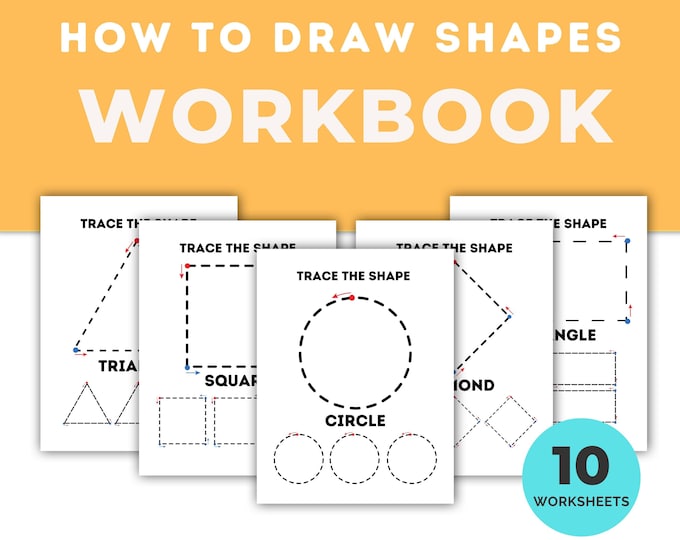10 Printable Trace the Shape Worksheets, Preschool, Learning Shapes ...