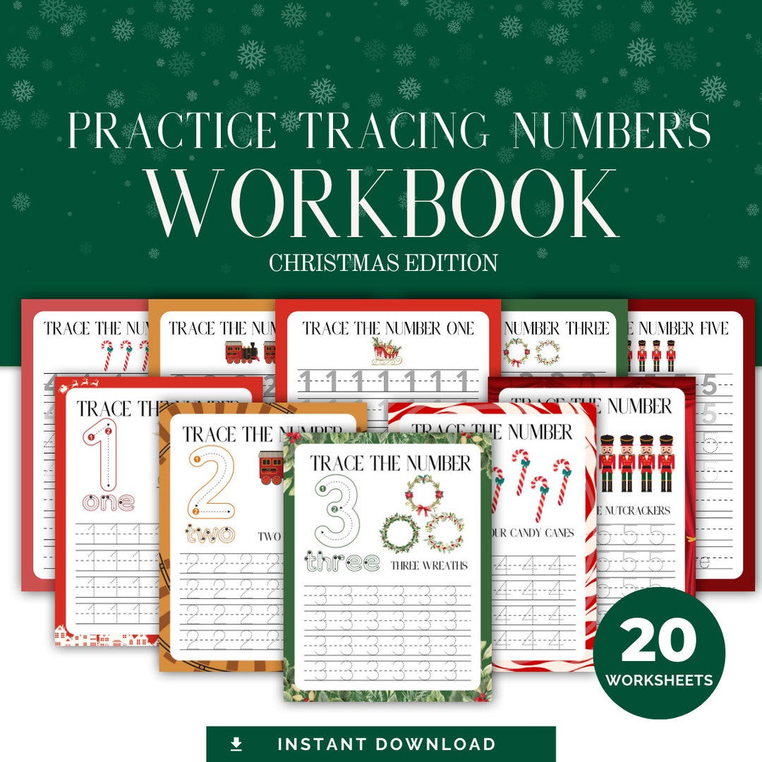 Christmas Printable Practice TRACING NUMBERS Workbook, Counting Numbers ...