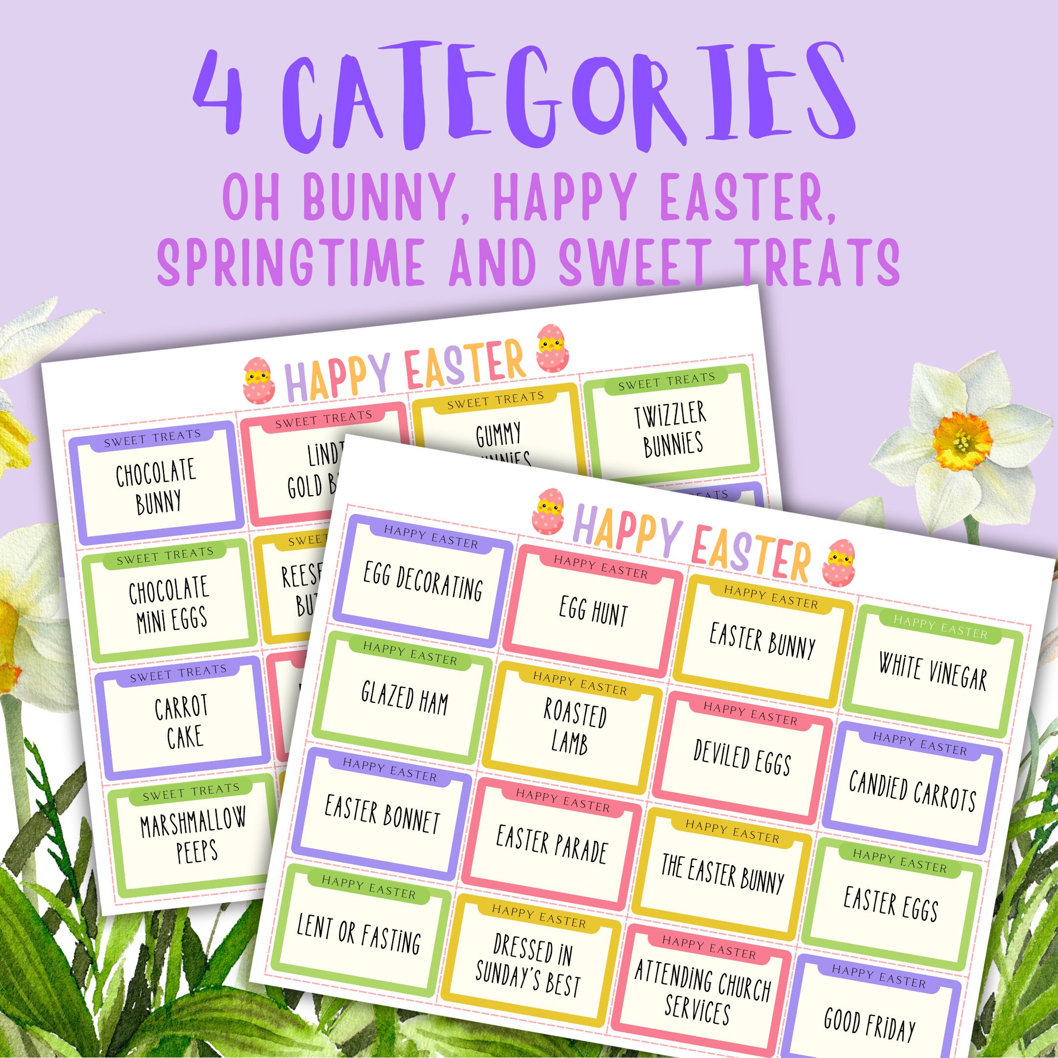 64 Easter Charades and Pictionary Cards, Easter Party Games and ...