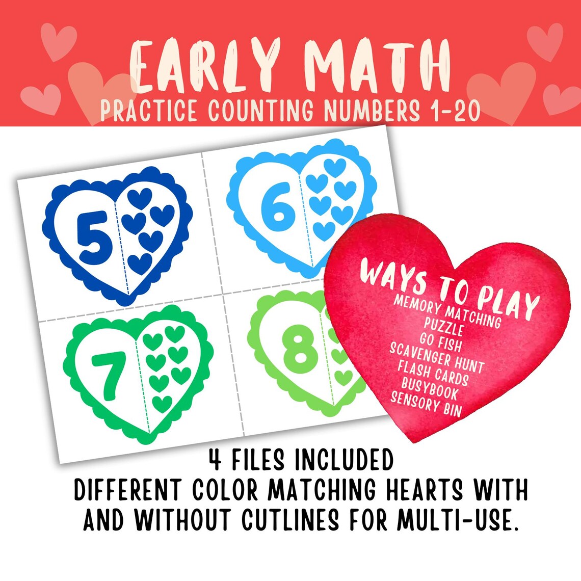 Heart Number Matching Puzzles (PDF Download) - Early Math, Preschool ...