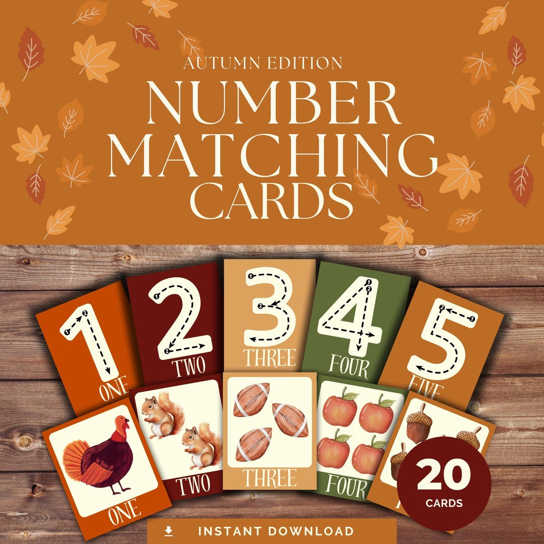 Autumn/fall Number Cards 1-10, Kindergarten, Preschool, Toddler ...