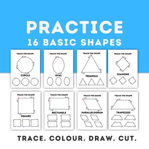 16 Printable Trace the Shape Worksheets, Learn to Draw Polygons, Kids ...