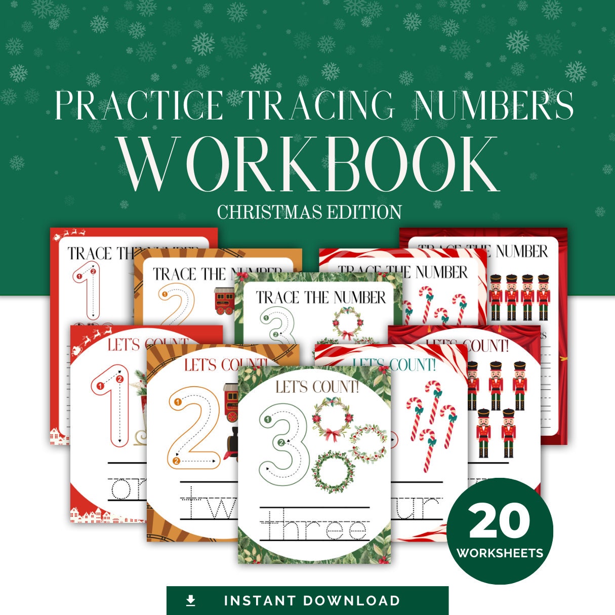 Christmas Printable Practice TRACING NUMBERS Workbook - Etsy