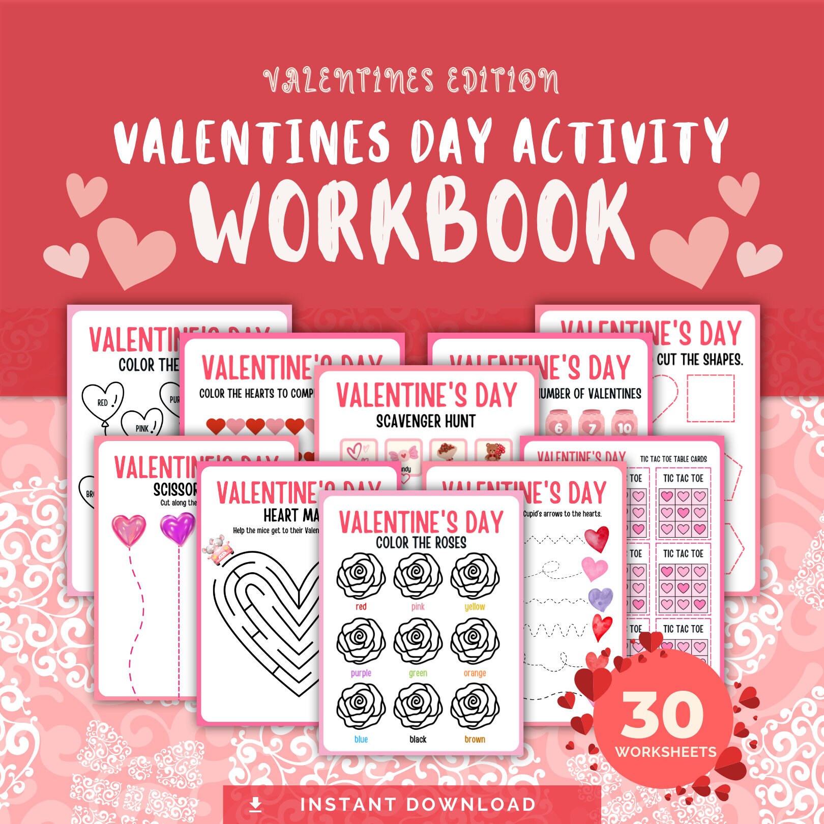 VALENTINE'S DAY Activity Workbook, Coloring and Drawing Activities ...