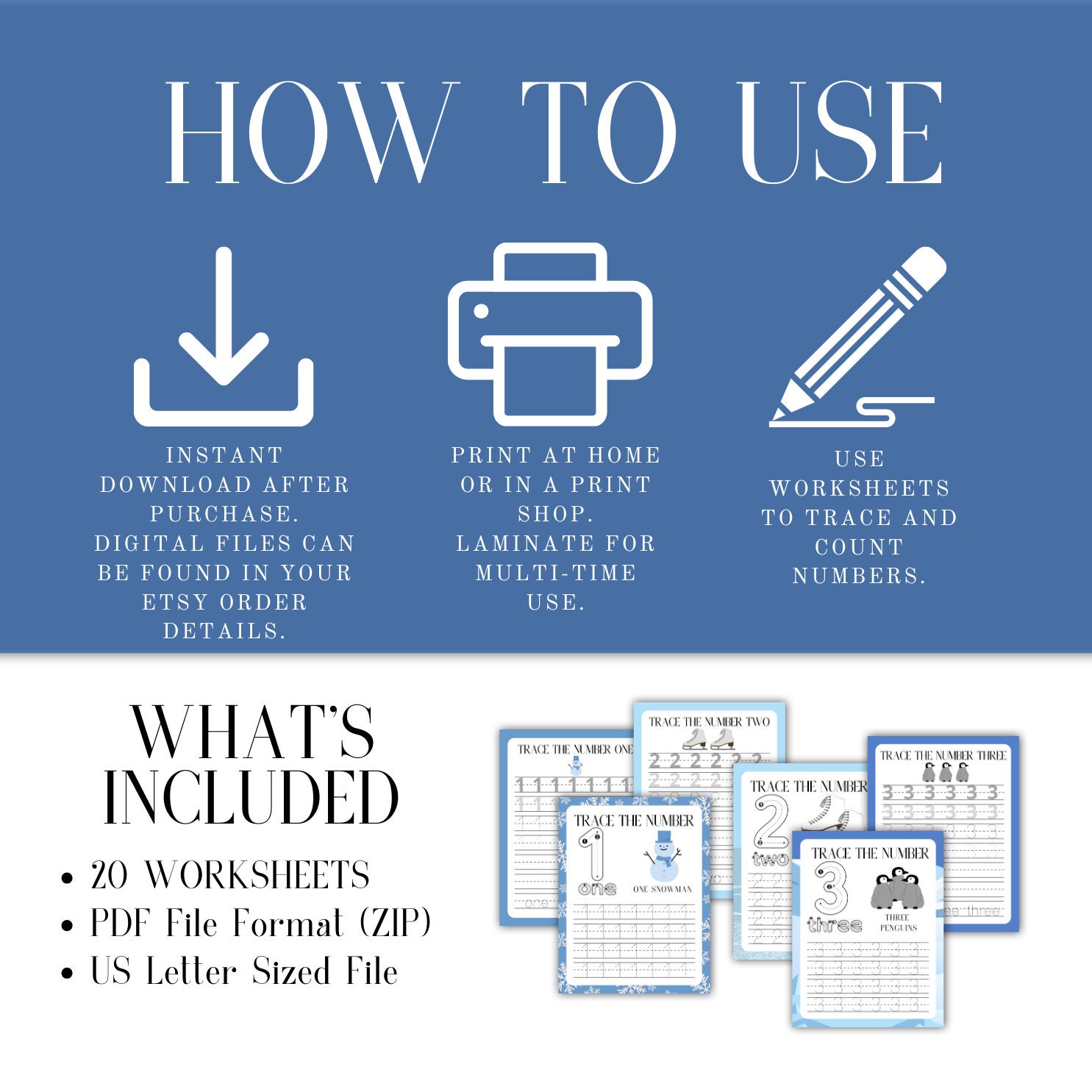WINTER Printable Practice TRACING NUMBERS Workbook, Counting Numbers ...