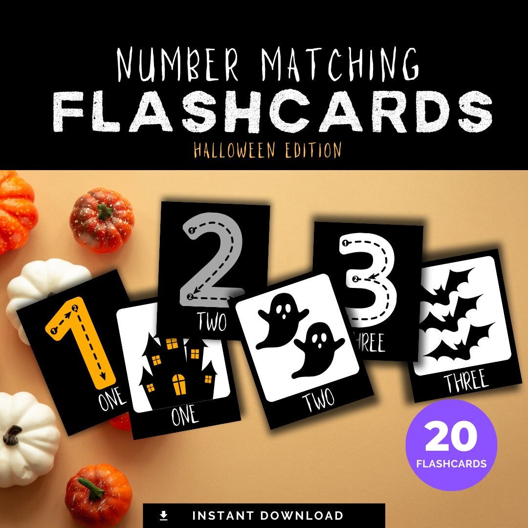 Halloween Number Flashcards 1-10, Kindergarten, Preschool, Toddler ...