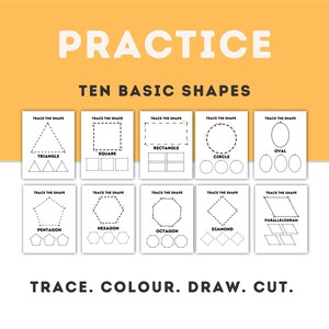 10 Printable Trace the Shape Worksheets, Preschool, Learning Shapes ...