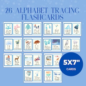 WINTER Alphabet Tracing Flashcards, Practice Tracing Uppercase and ...