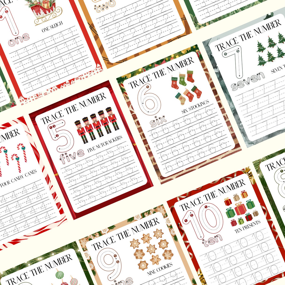 Christmas Printable Practice TRACING NUMBERS Workbook, Counting Numbers ...