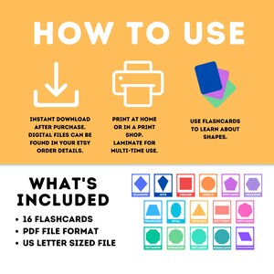16 Shape Flashcards, 2D Geometric Shapes, Preschool, Homeschool ...