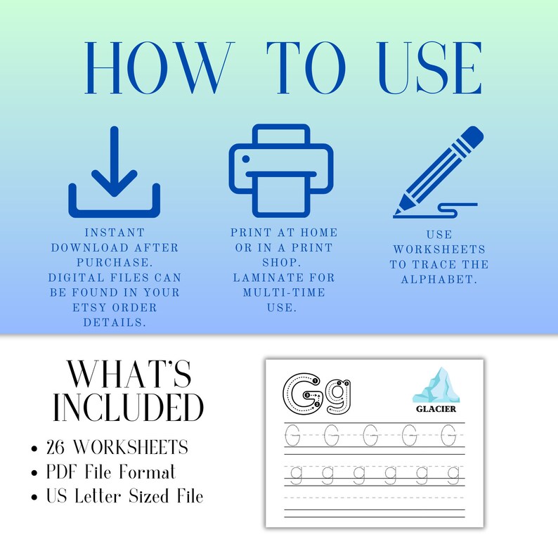 WINTER ALPHABET TRACING Practice Sheets, Uppercase and Lowercase ...