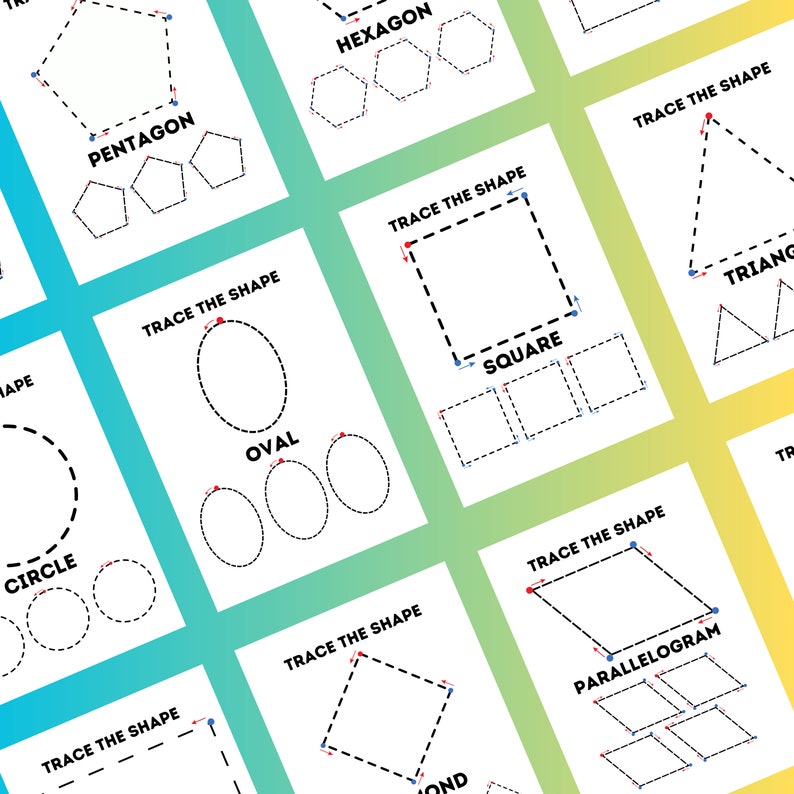 10 Printable Trace the Shape Worksheets, Preschool, Learning Shapes ...