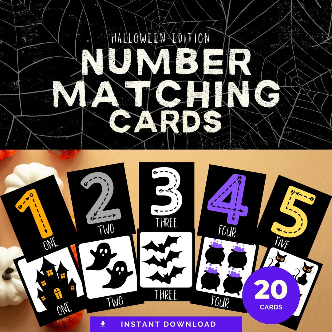 Halloween Number Matching Cards 1-10, Kindergarten, Preschool, Toddler ...