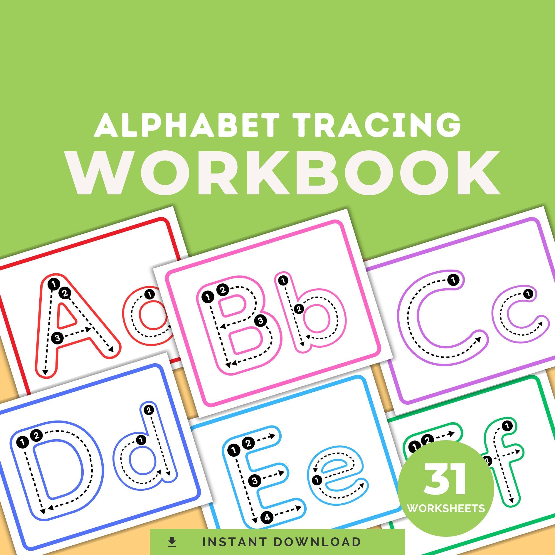 ALPHABET TRACING Practice Sheets, Uppercase and Lowercase Letters ...