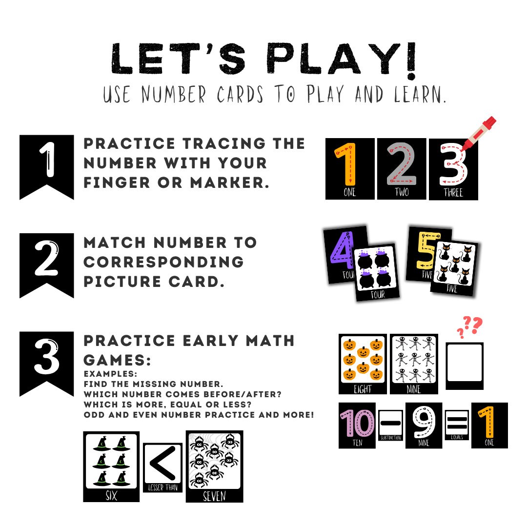 Halloween Number Flashcards 1-10, Kindergarten, Preschool, Toddler ...