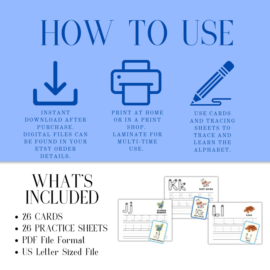 WINTER Alphabet Tracing Sheets and 3x4 Flashcards, Practice Handwriting ...
