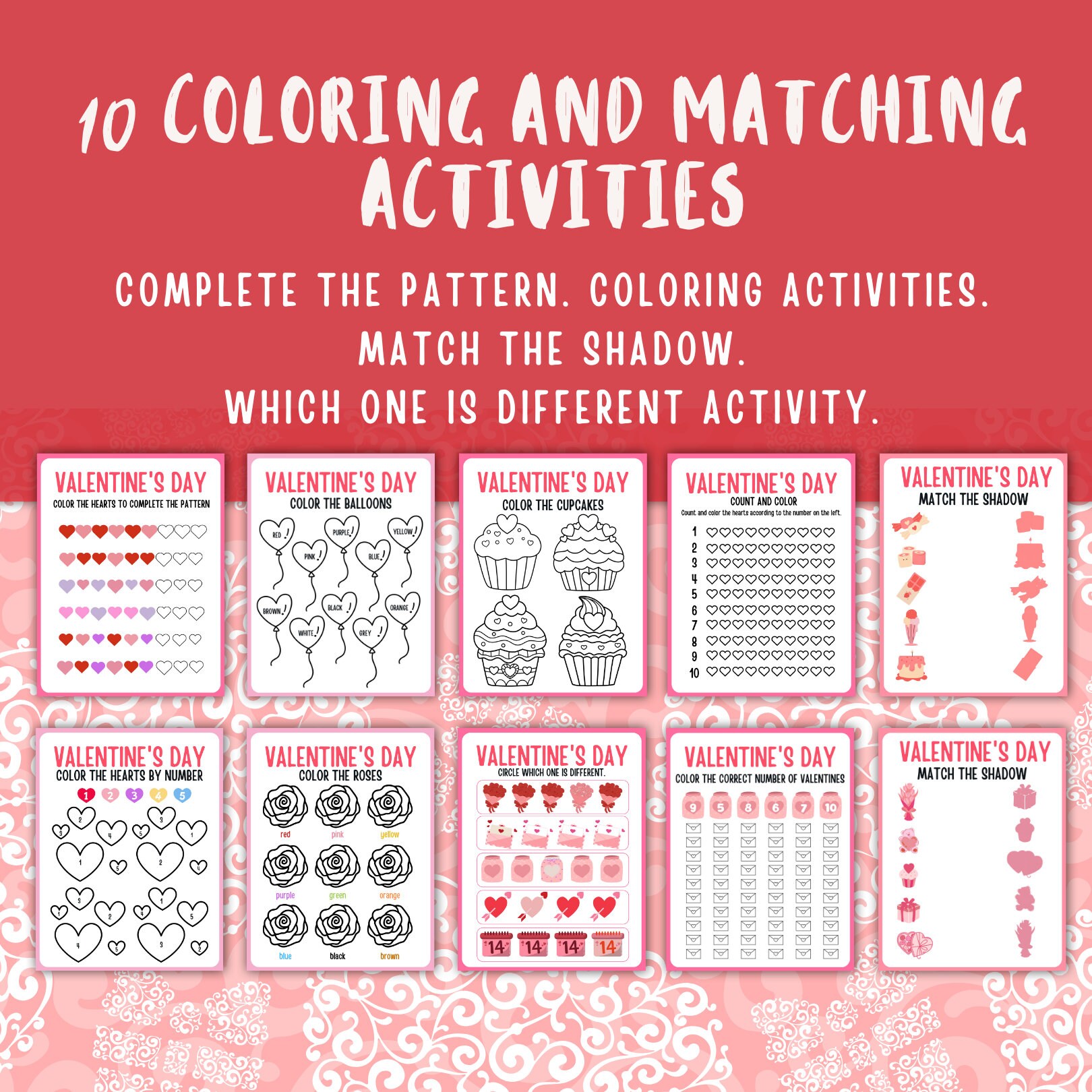VALENTINE'S DAY Activity Workbook, Coloring and Drawing Activities ...