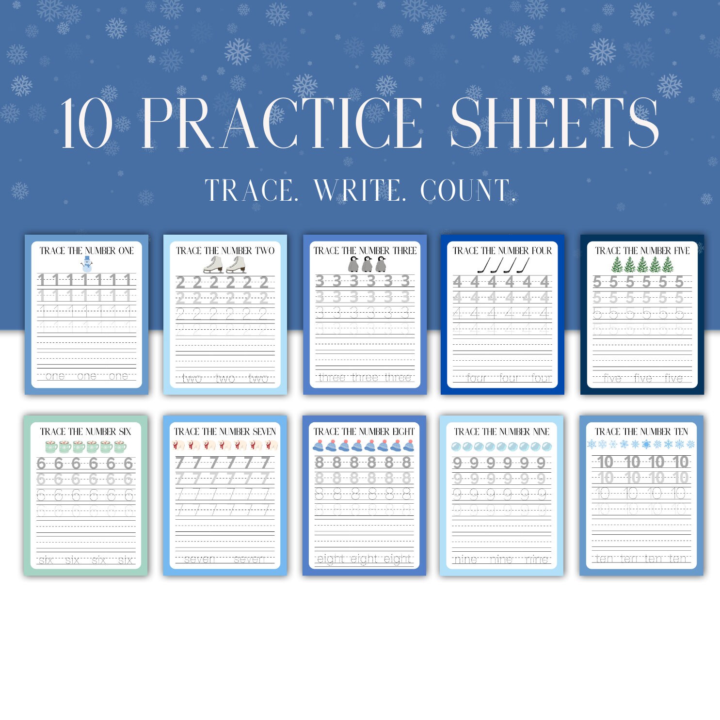 WINTER Printable Practice TRACING NUMBERS Workbook, Counting Numbers ...