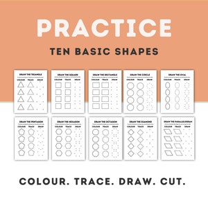 10 Printable Draw the Shape Worksheets, Preschool, Learning Shapes ...