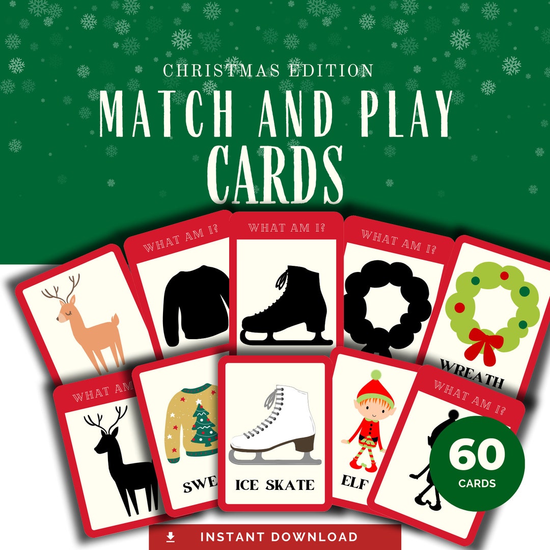 CHRISTMAS Match and Play Cards, Flashcards, Memory Game, Scavenger Hunt ...