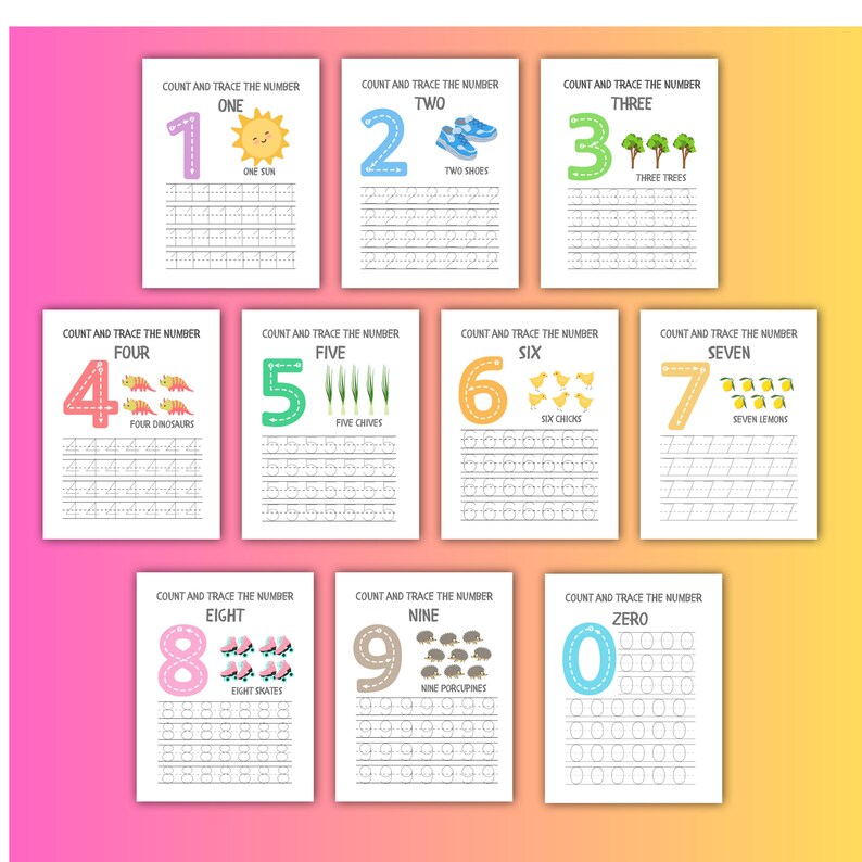 10 Printable Write the Number Worksheets Preschool Learning - Etsy