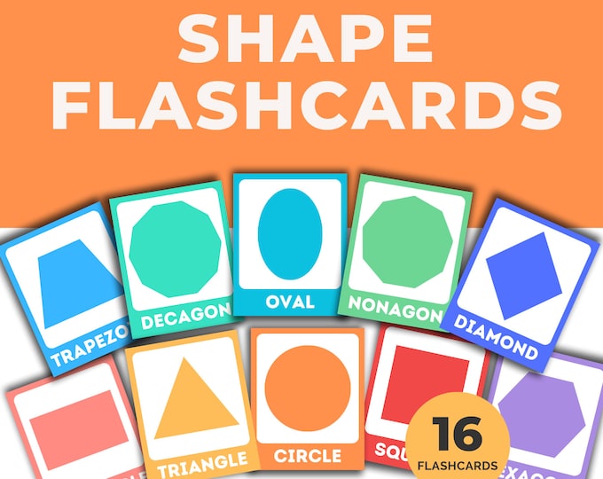Basic 2D Shapes Flash Cards , Preschool Shape Cards, Shape Recognition ...