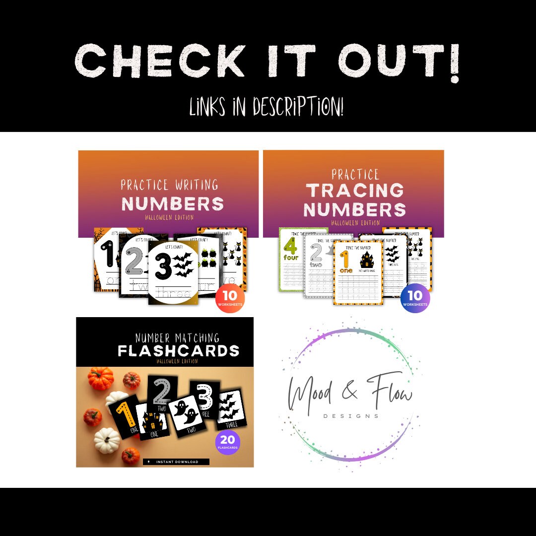 13 HALLOWEEN Printable TRACING NUMBERS 1-10 Worksheets - Etsy