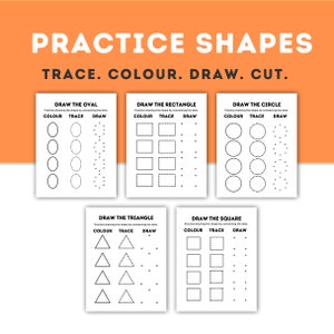 5 Printable Draw the Shape Worksheets, Preschool, Learning Shapes, Kids ...