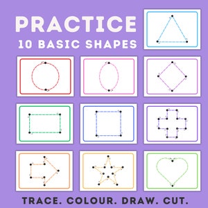 10 Printable Shape Tracing Worksheets, Preschool, Learning Shapes, Kids ...