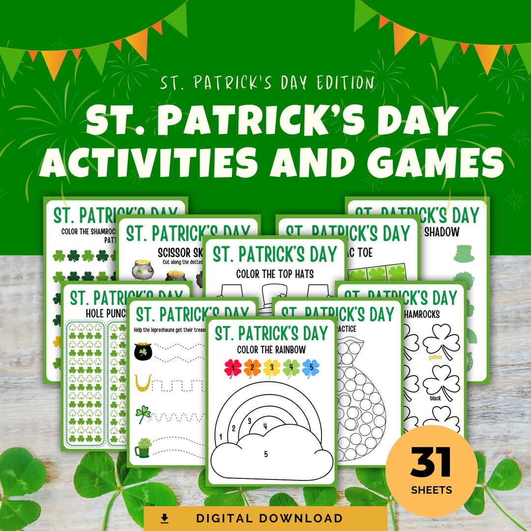 St. Patrick's Day Activities, Coloring and Dot Practice, Scavenger Hunt ...