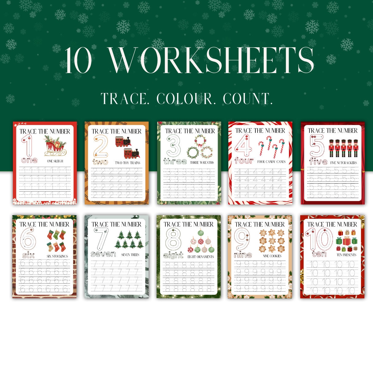 Christmas Printable Practice TRACING NUMBERS Workbook, Counting Numbers ...