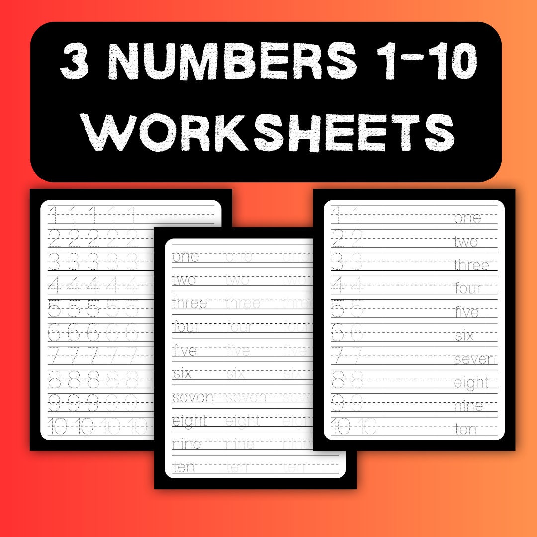 13 HALLOWEEN Printable TRACING NUMBERS 1-10 Worksheets - Etsy