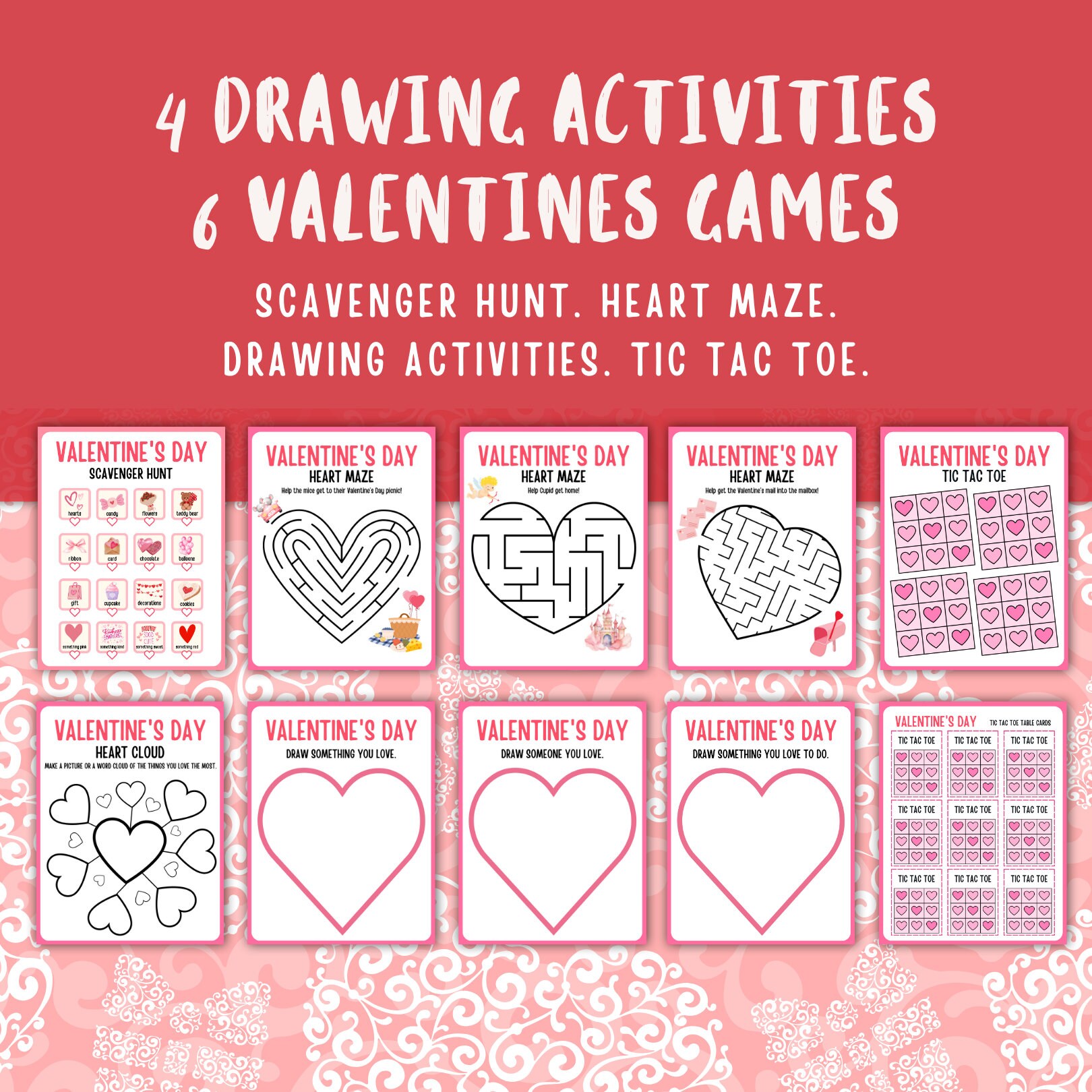 VALENTINE'S DAY Activity Workbook, Coloring and Drawing Activities ...