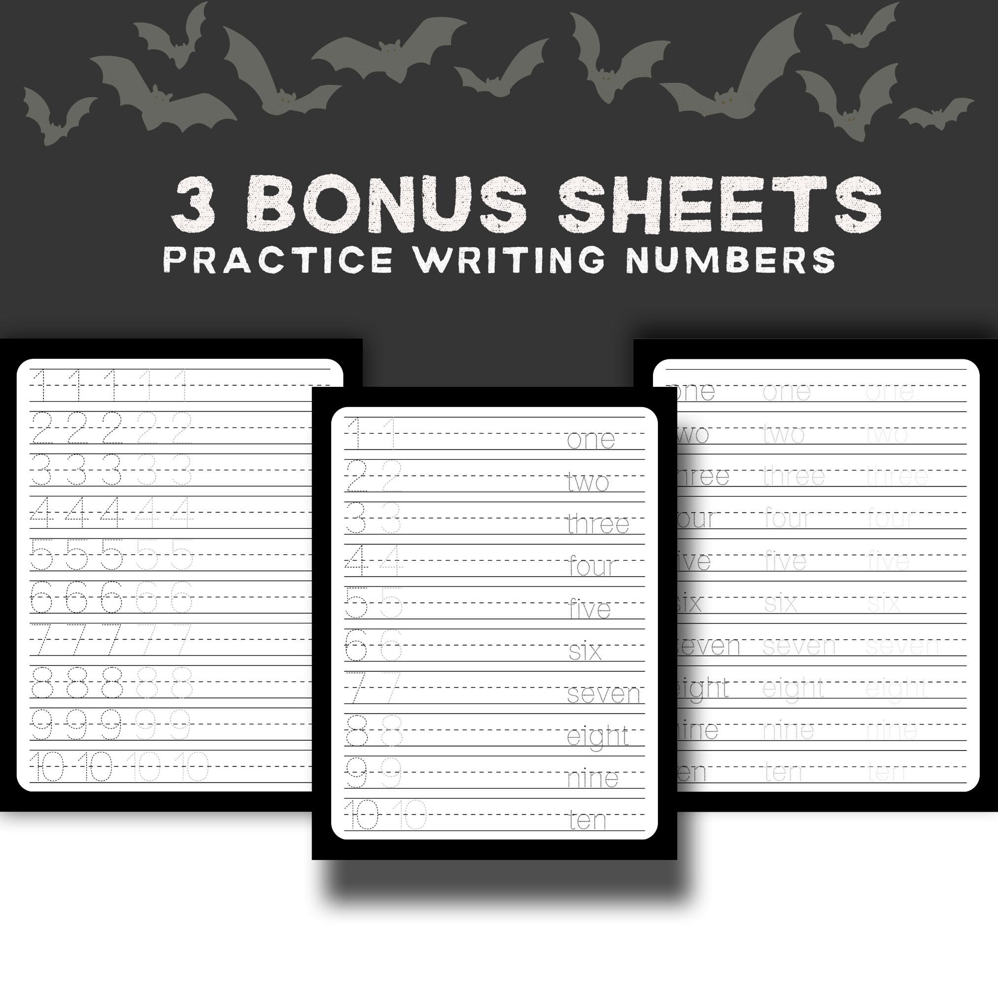 13 HALLOWEEN Printable TRACING NUMBERS 1-10 Worksheets, Preschool ...