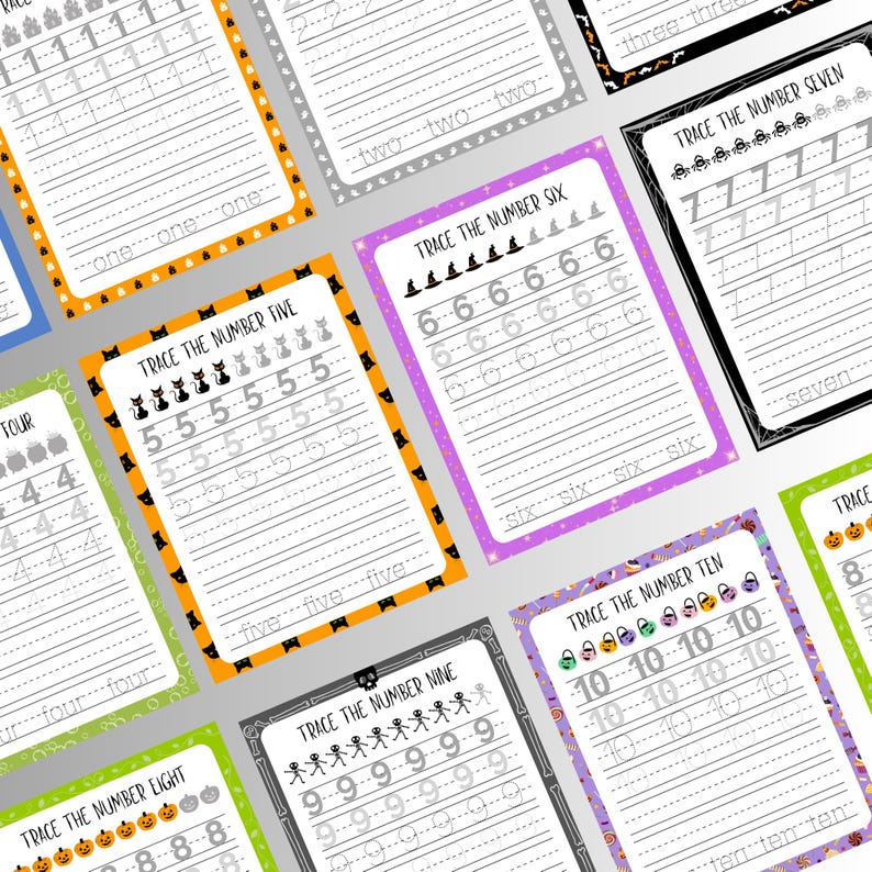 Halloween Number Tracing Worksheets 1-10, Preschool Printable (PDF) - Etsy