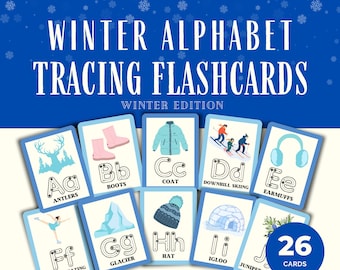 WINTER Alphabet Tracing Flashcards, Practice Tracing Uppercase and ...