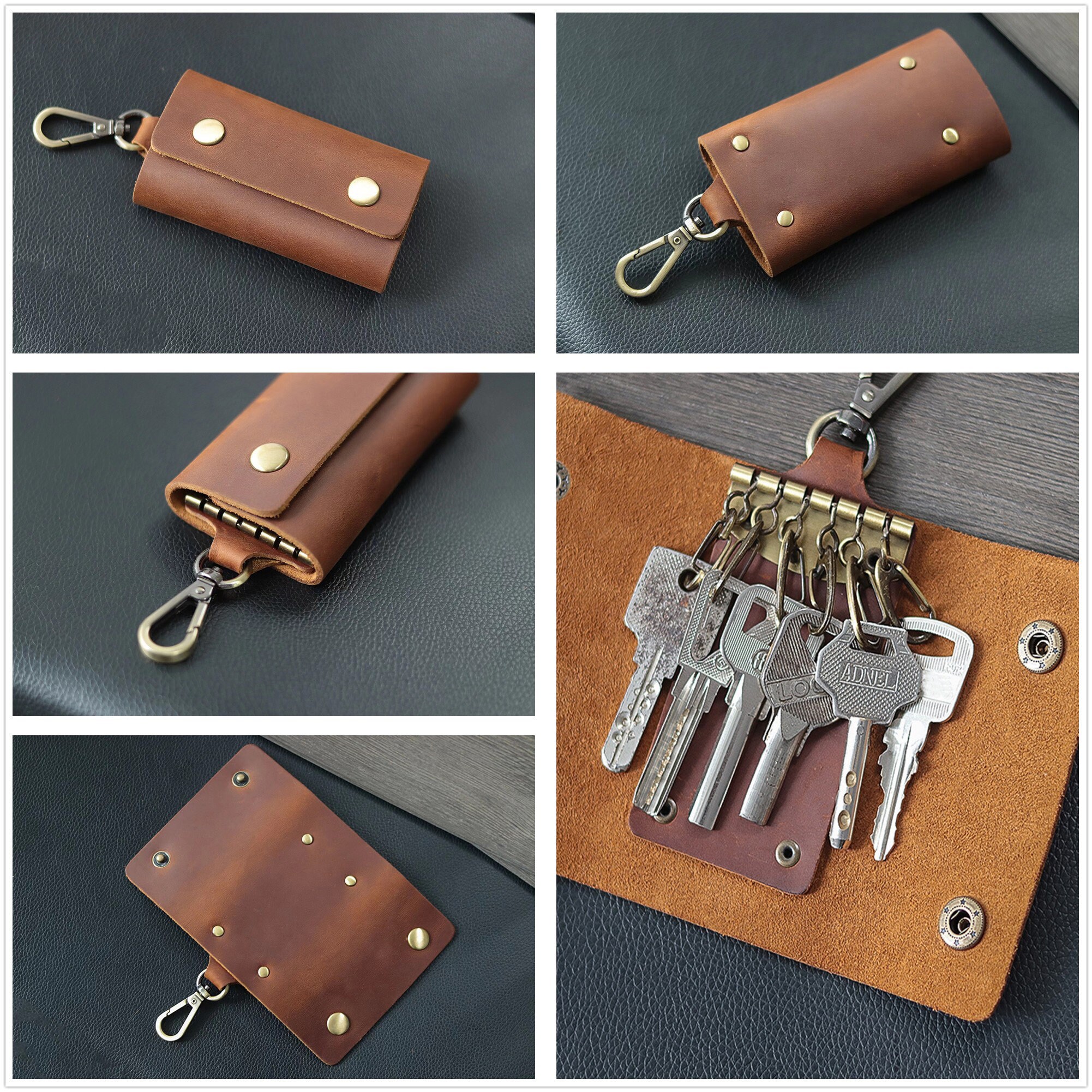 Personalized Leather Keychain, Leather Initial Keychain, Key Case ...