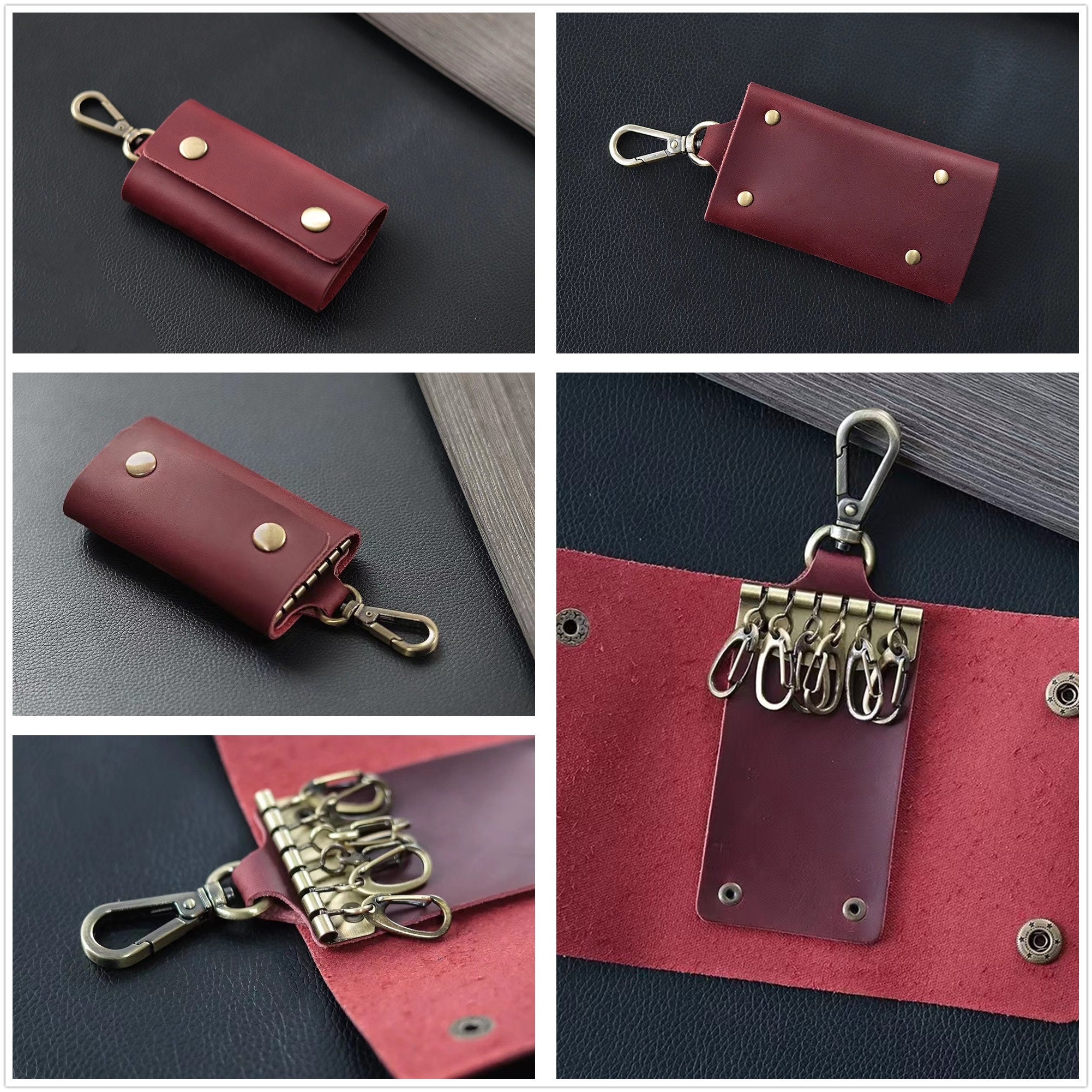Personalized Leather Keychain, Leather Initial Keychain, Key Case ...