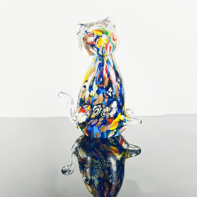 Glass Cat Figurine - Etsy